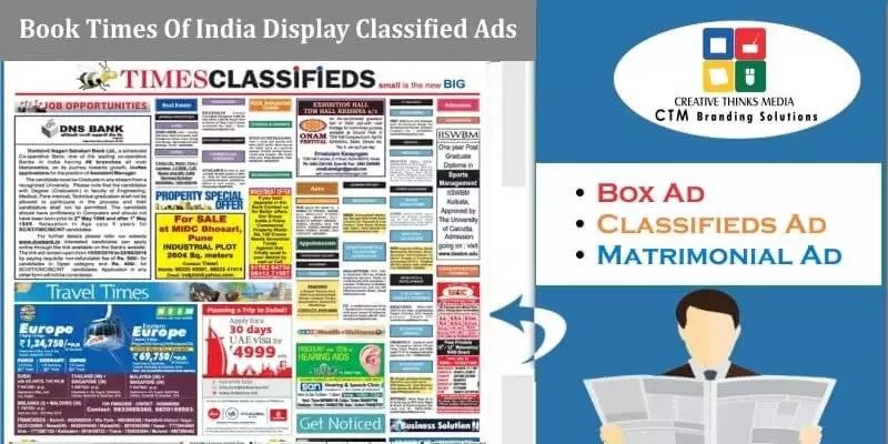 Toi Ad Booking | Times Of India Display Rates | Newspaper Advertisement